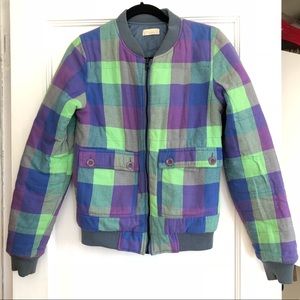 Insight | Jackets & Coats | Insight Green Blue Plaid Reversible Bomber ...